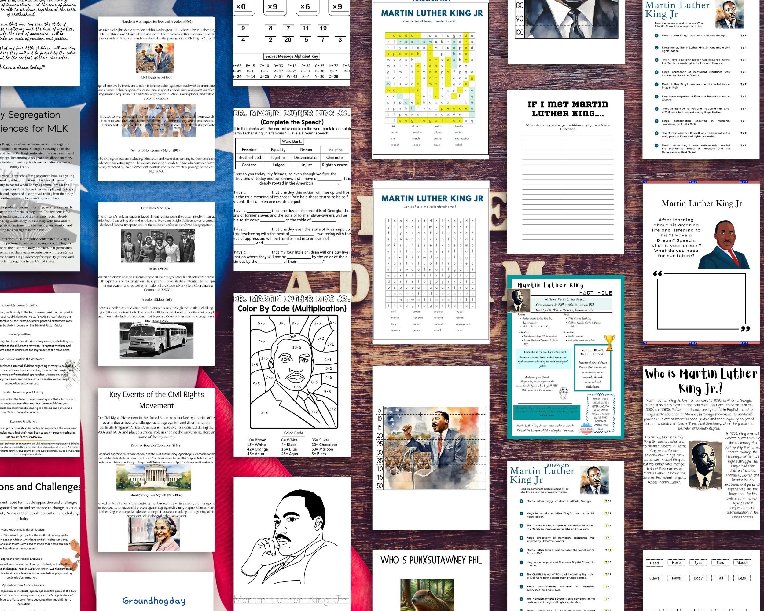 Martin Luther King Jr. Unit Study MLK Printable MLK Activities MLK Day ...