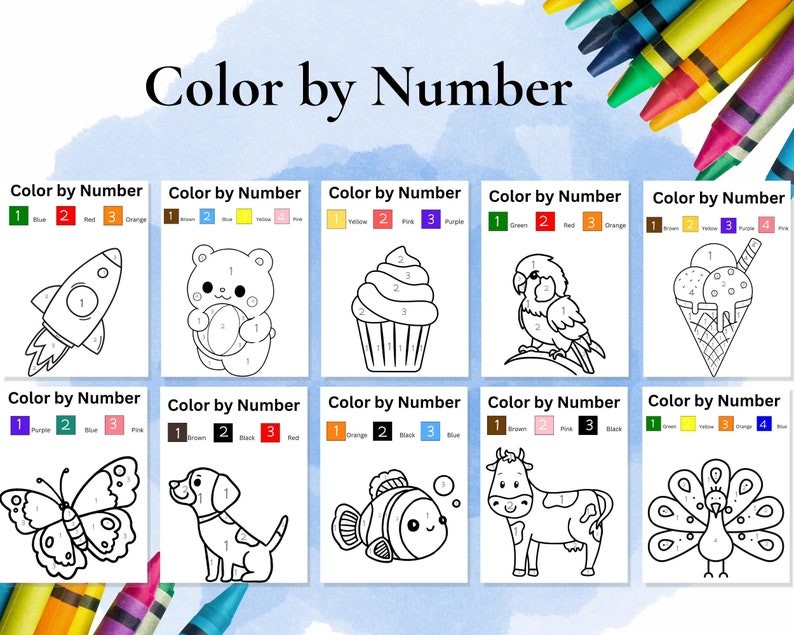 Preschool Color by Number, INSTANT DOWNLOAD - Etsy