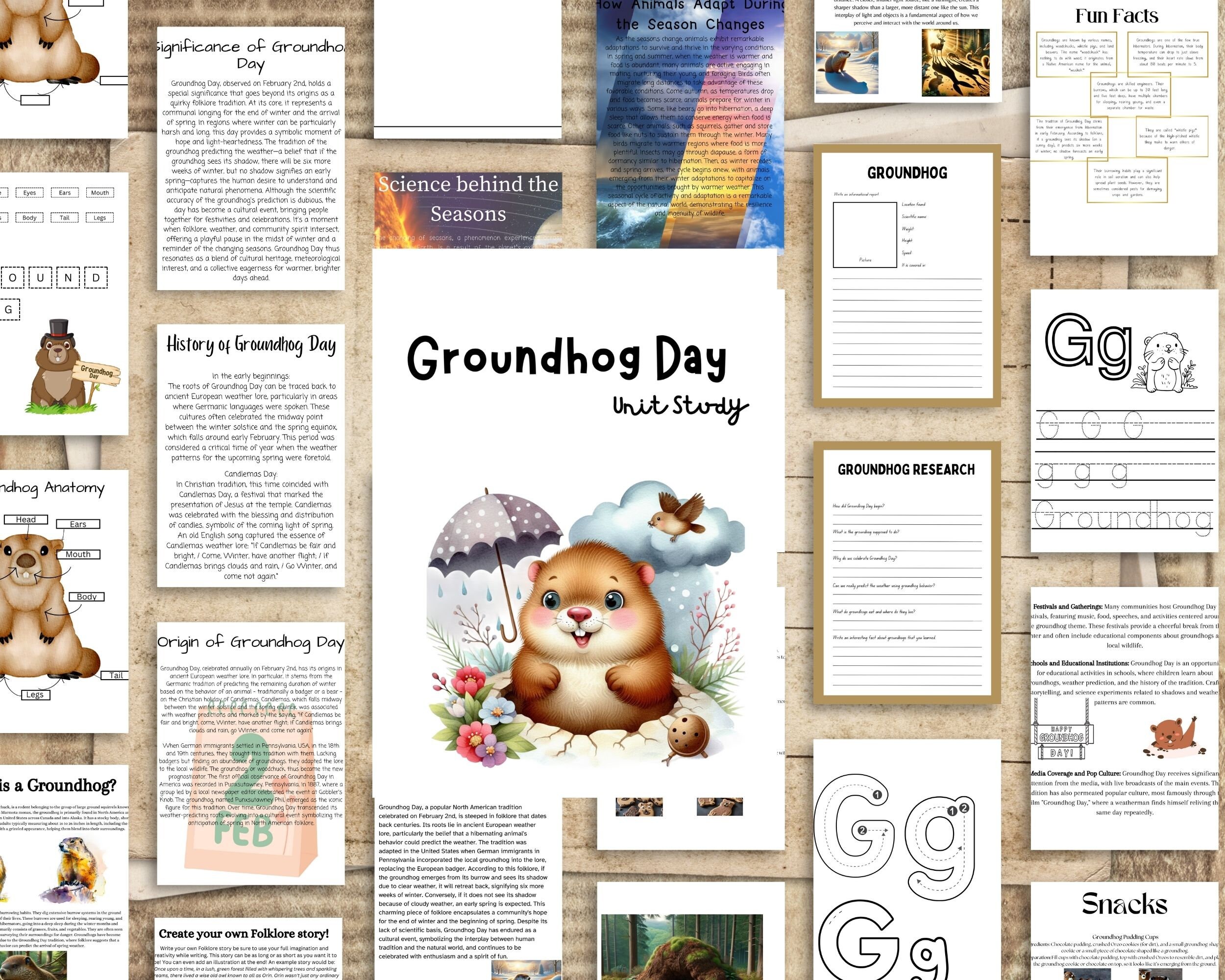 Groundhog Day Unit Study: Kids Activities & Coloring Pages (instant ...
