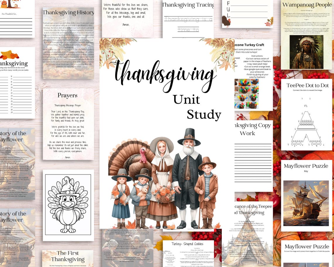 Thanksgiving Unit Study | Instant Download - Etsy