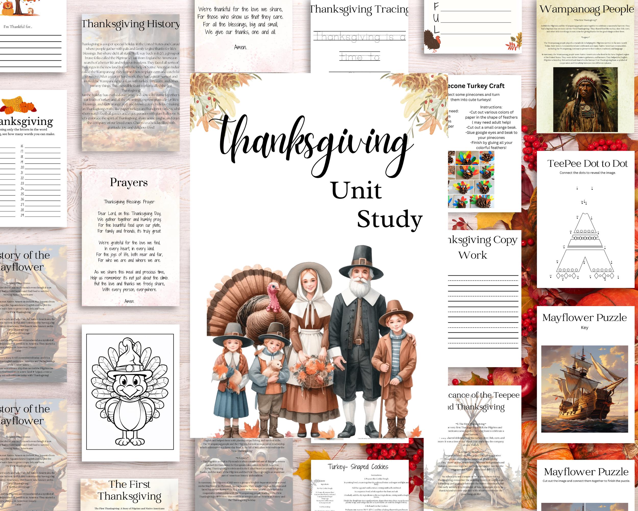 Thanksgiving Unit Study | Instant Download - Etsy