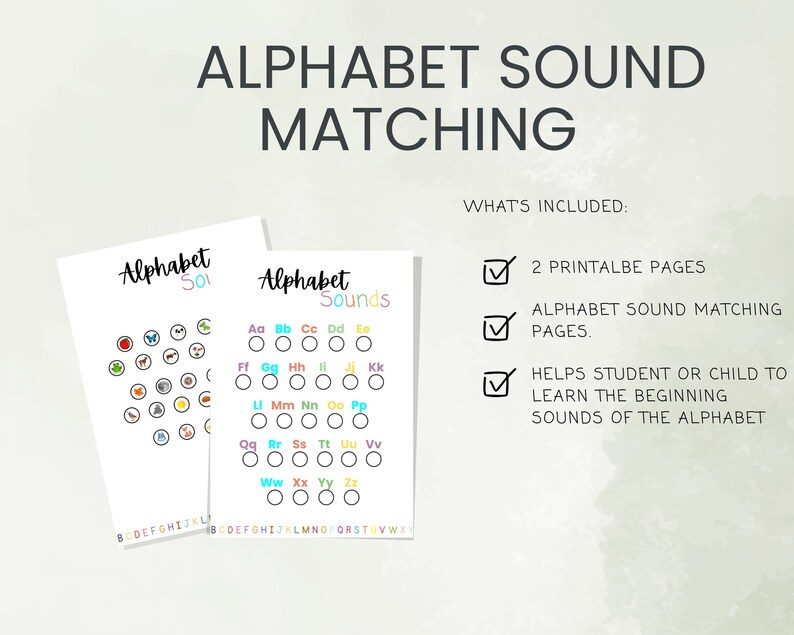 Alphabet Sound Matching | DIGITAL DOWNLOAD - Etsy