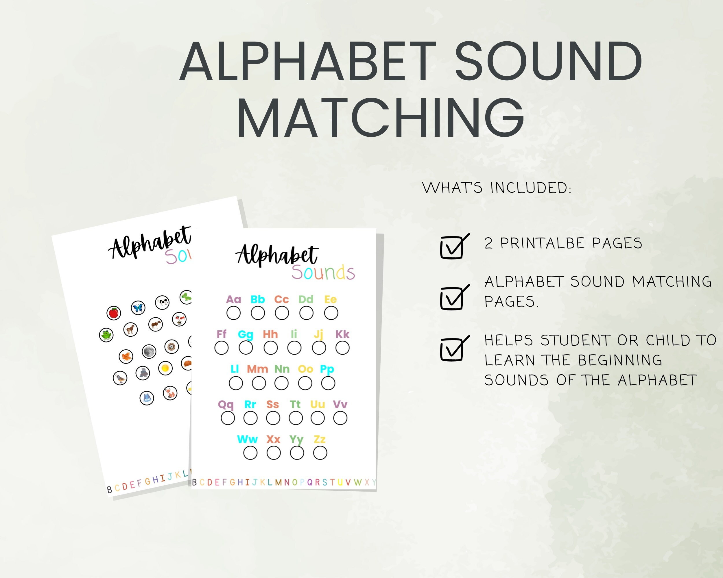 Alphabet Sound Matching | DIGITAL DOWNLOAD - Etsy