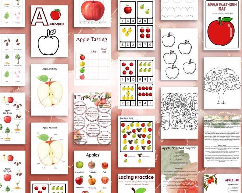 Apple Unit Study Bundle, Digital Download - Etsy
