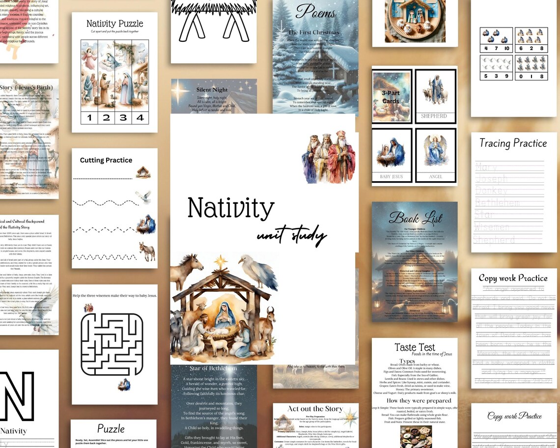 Nativity Unit Study Birth of Jesus Homeschool Printable Vocabulary ...