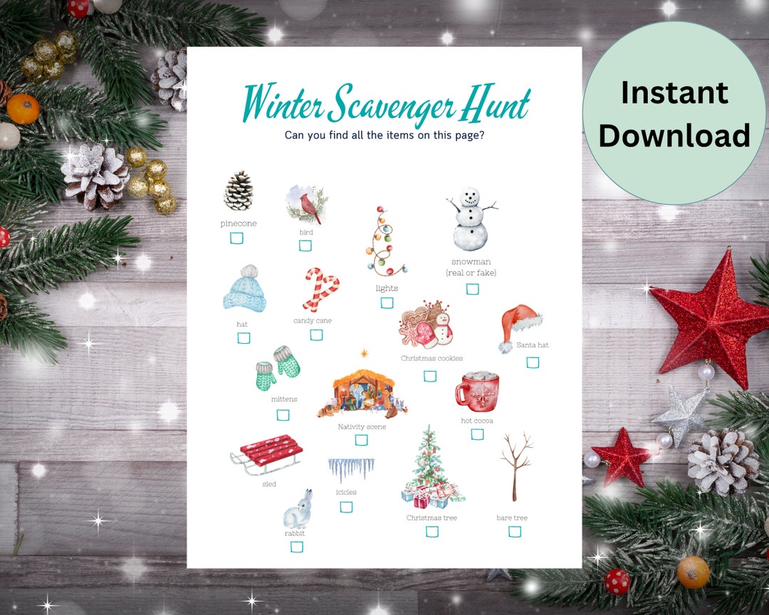 Winter Scavenger Hunt for Kids | Treasure Hunt | Fun Printable Winter ...