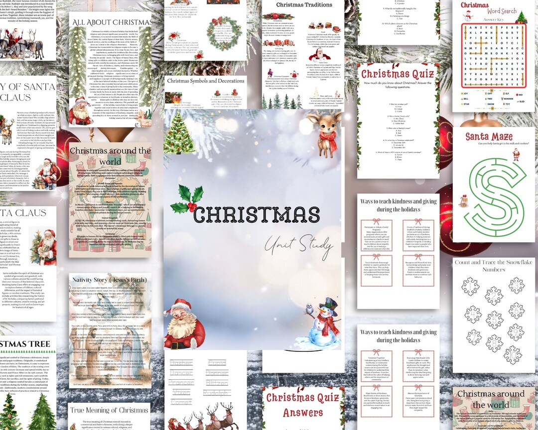 Christmas Unit Study: Homeschool Printable Activities (instant Download ...