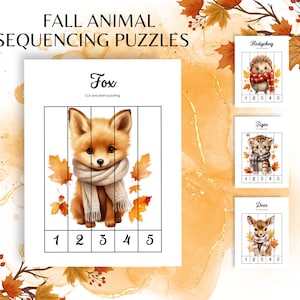 Fall Animal Number Sequencing Puzzles. INSTANT DOWNLOAD - Etsy