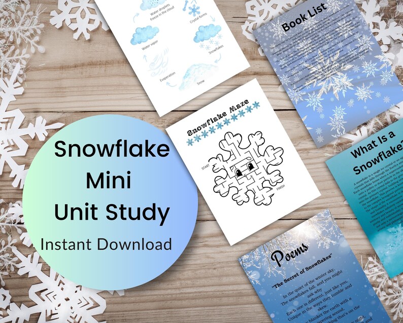 Mini Snowflake Unit Study |winter Kids Activity | Snow | Homeschool ...