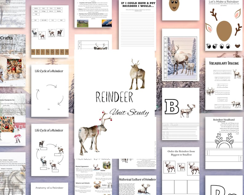 Reindeer Unit Study Homeschool Printable Nature Study Instant Download ...