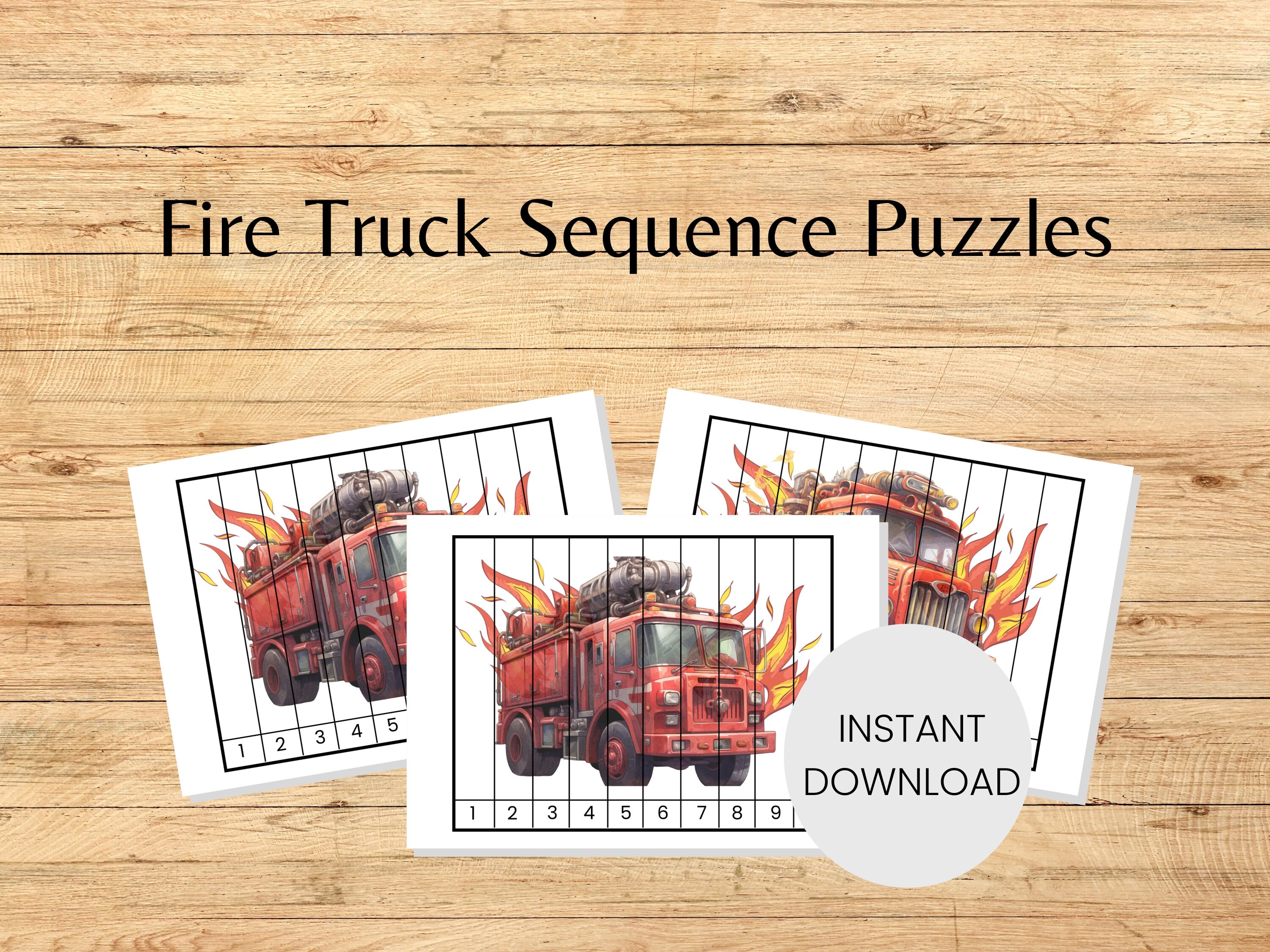 Fire Truck Sequence Puzzles | INSTANT DOWNLOAD - Etsy