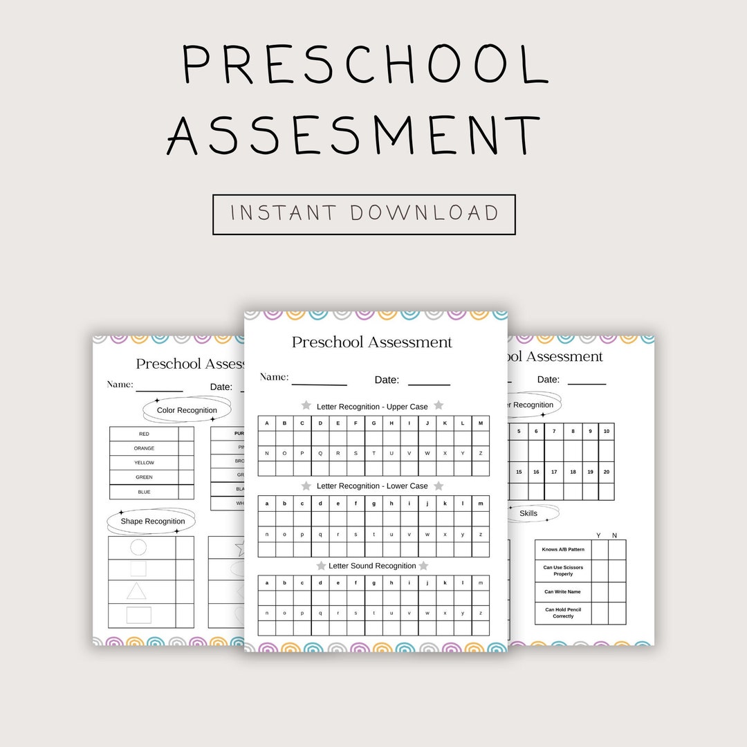 Preschool Assessment/ Activity Sheets INSTANT DOWNLOAD - Etsy