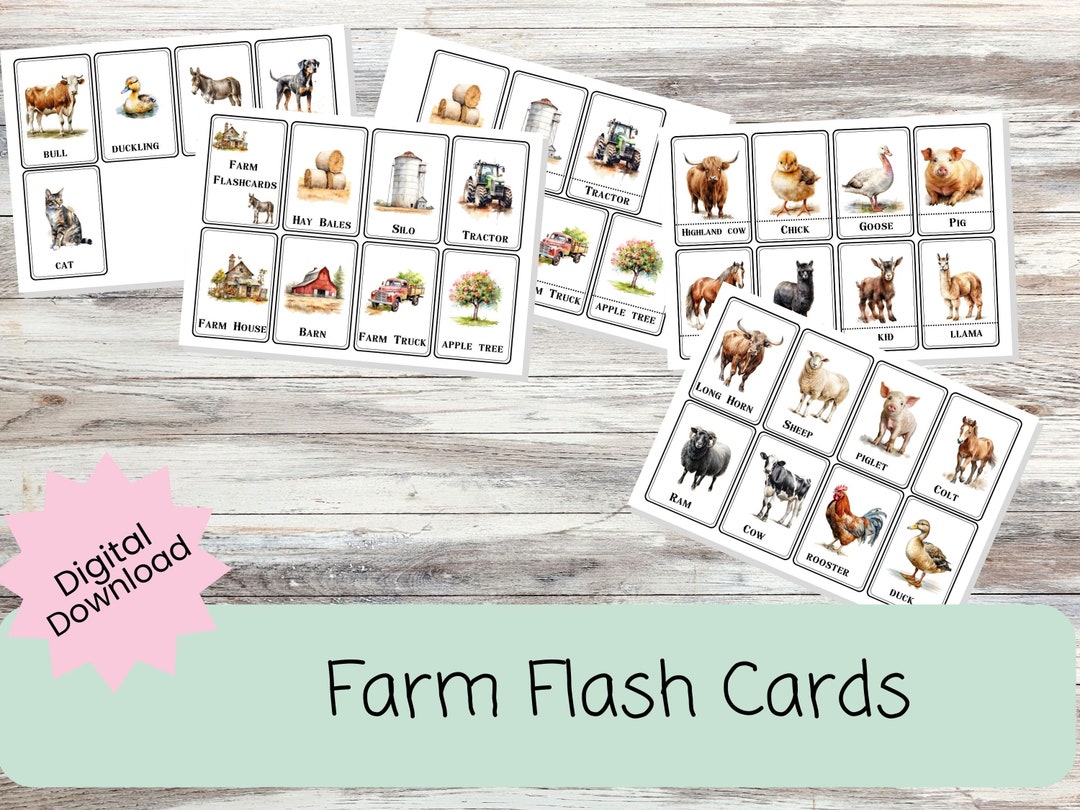 Farm Flash Cards | INSTANT DOWNLOAD | Three Part Cards | Learning ...