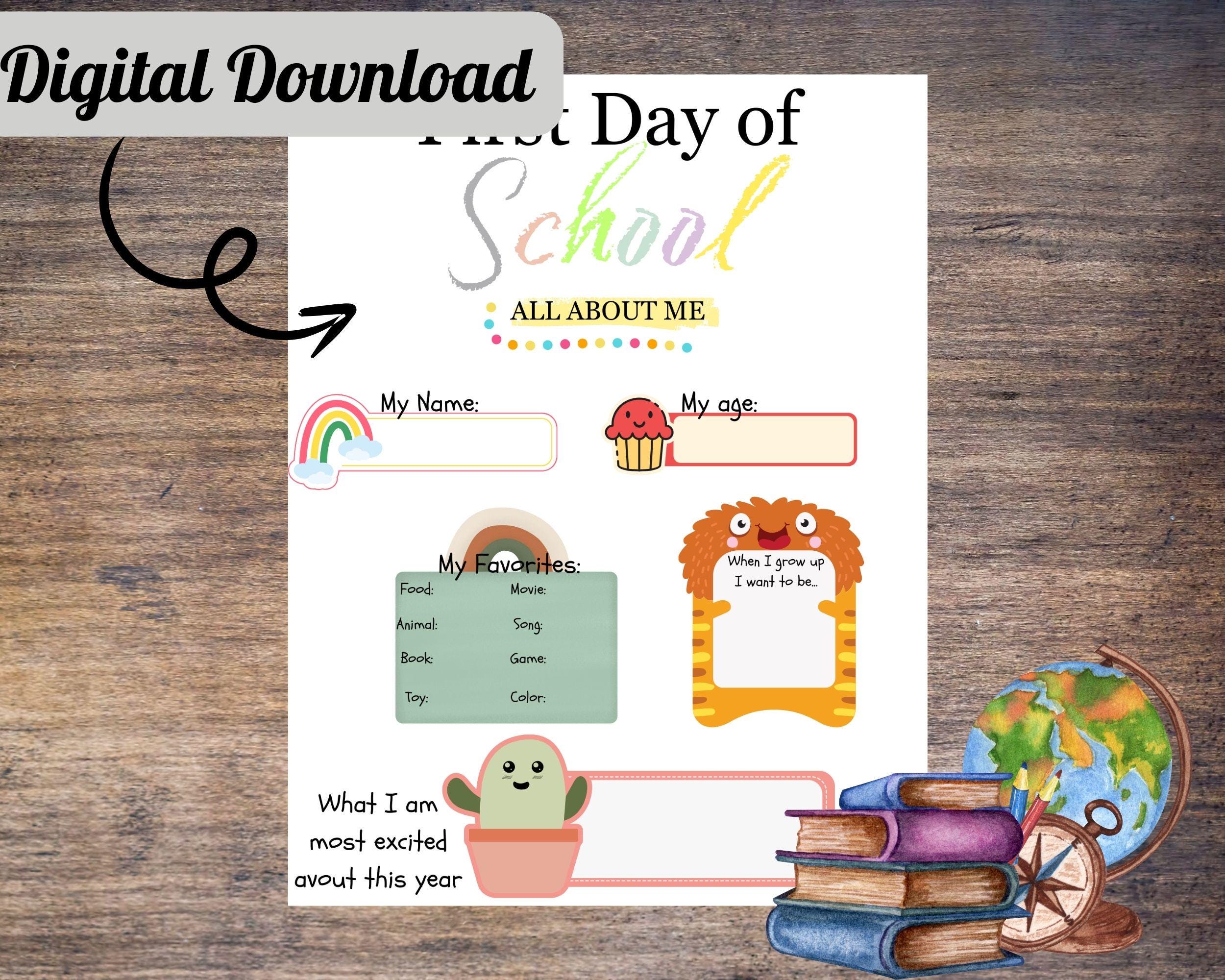 All About Me | Back to School | Digital Download | Worksheet | INSTANT ...