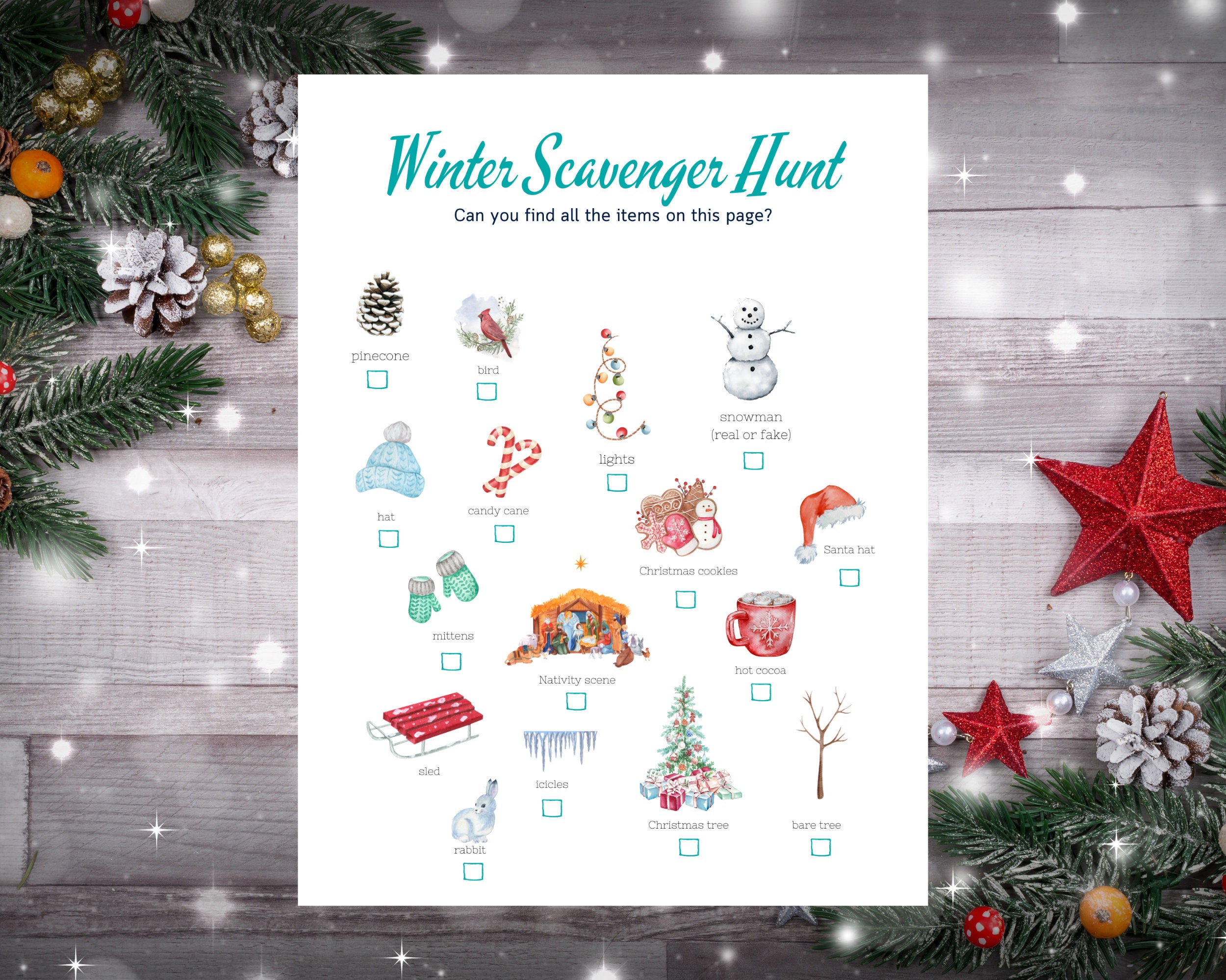 Winter Scavenger Hunt for Kids Treasure Hunt Fun Printable Winter Games ...