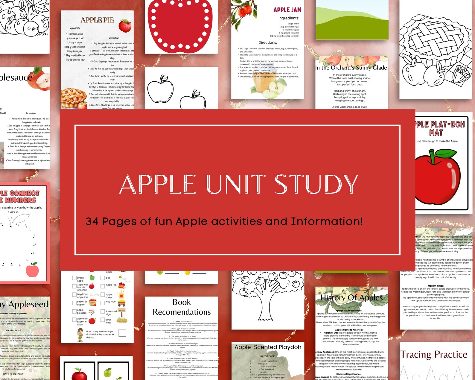 Apple Unit Study Bundle, Digital Download - Etsy