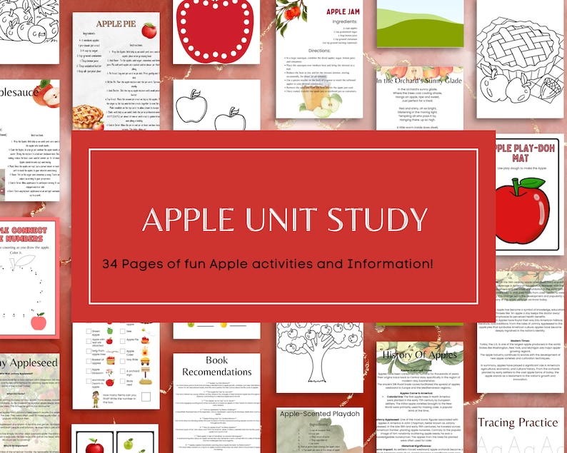 Apple Unit Study Bundle, Digital Download - Etsy