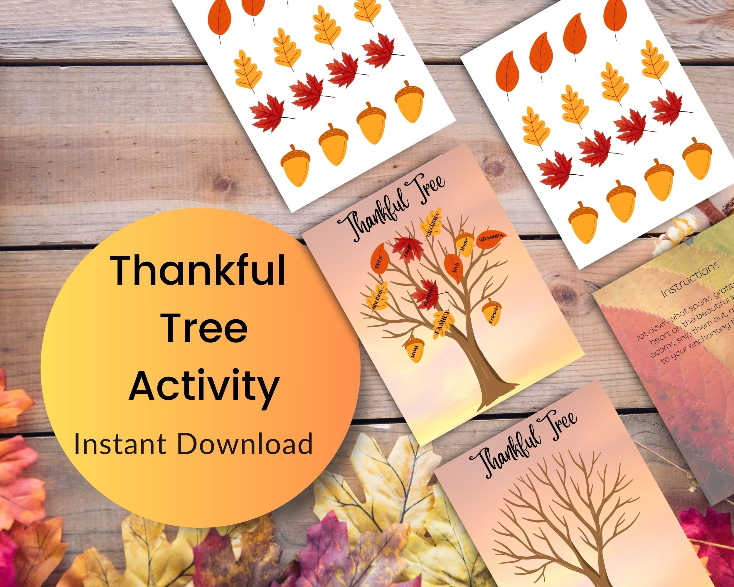 Thankful Tree Activity| Grateful Tree| Thanksgiving | INSTANT DOWNLOAD ...