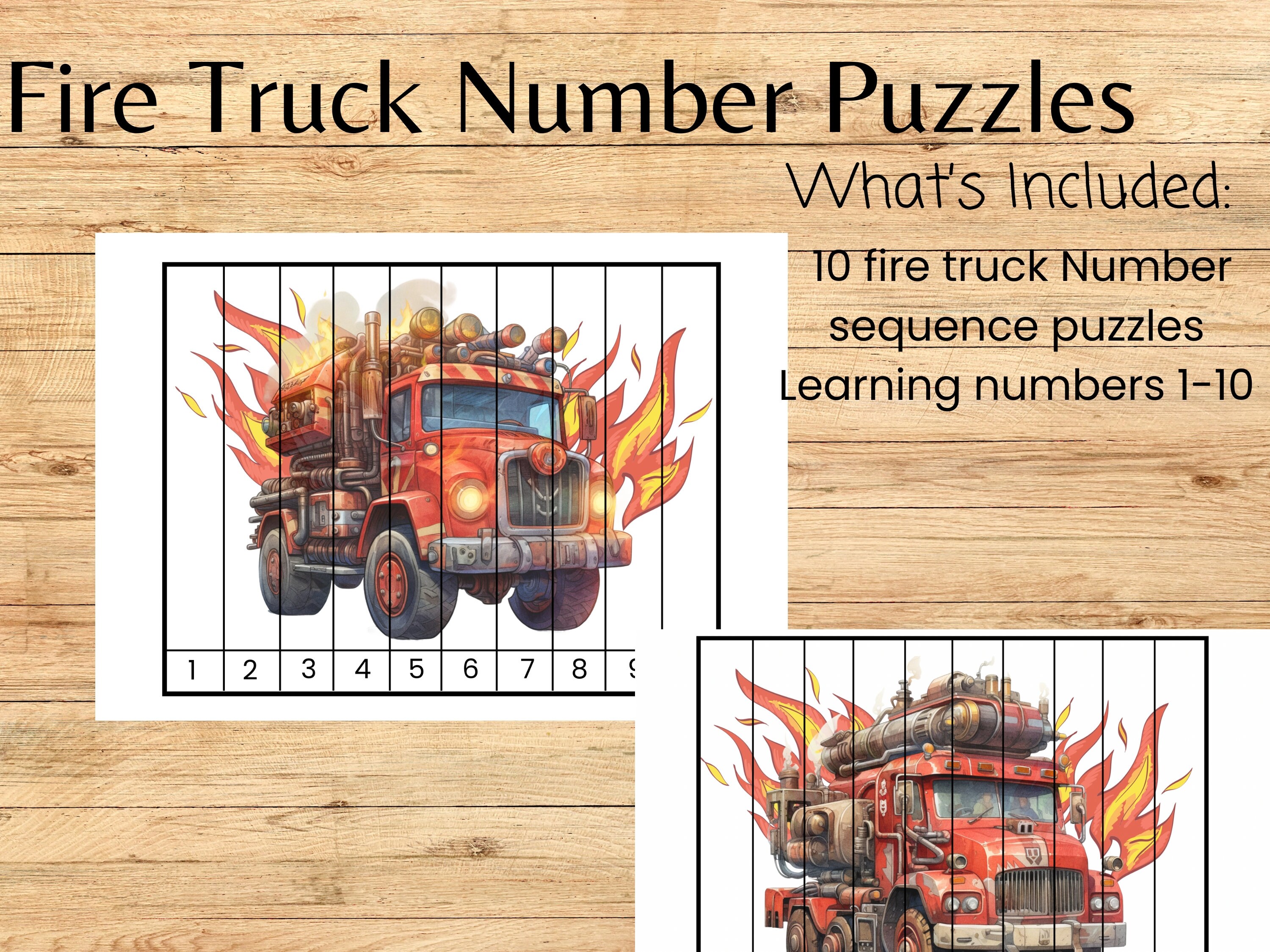 Fire Truck Sequence Puzzles | INSTANT DOWNLOAD - Etsy