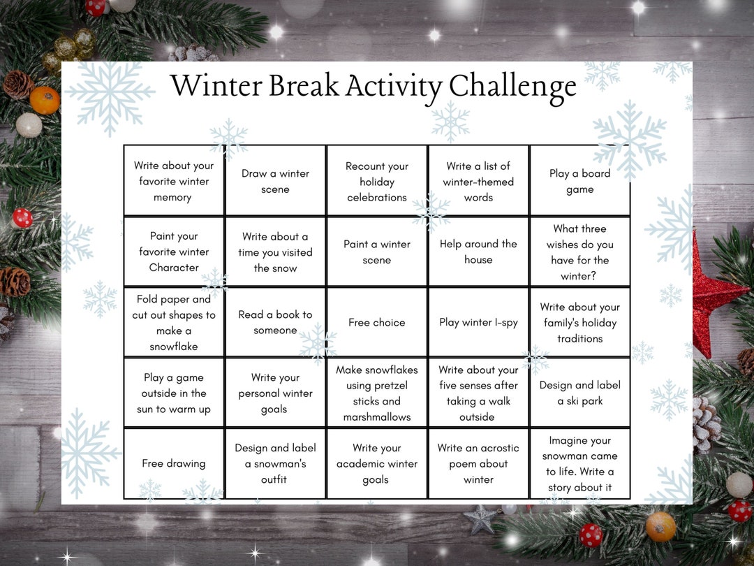 Winter Break Activity Challange | Break | Printable | Kids | Fun | Busy ...