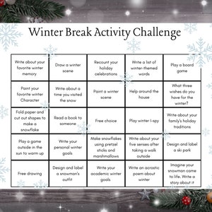 Winter Break Activity Challange | Break | Printable | Kids | Fun | Busy ...