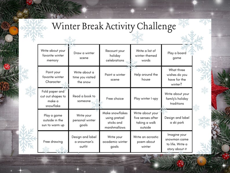 Winter Break Activity Challange | Break | Printable | Kids | Fun | Busy ...