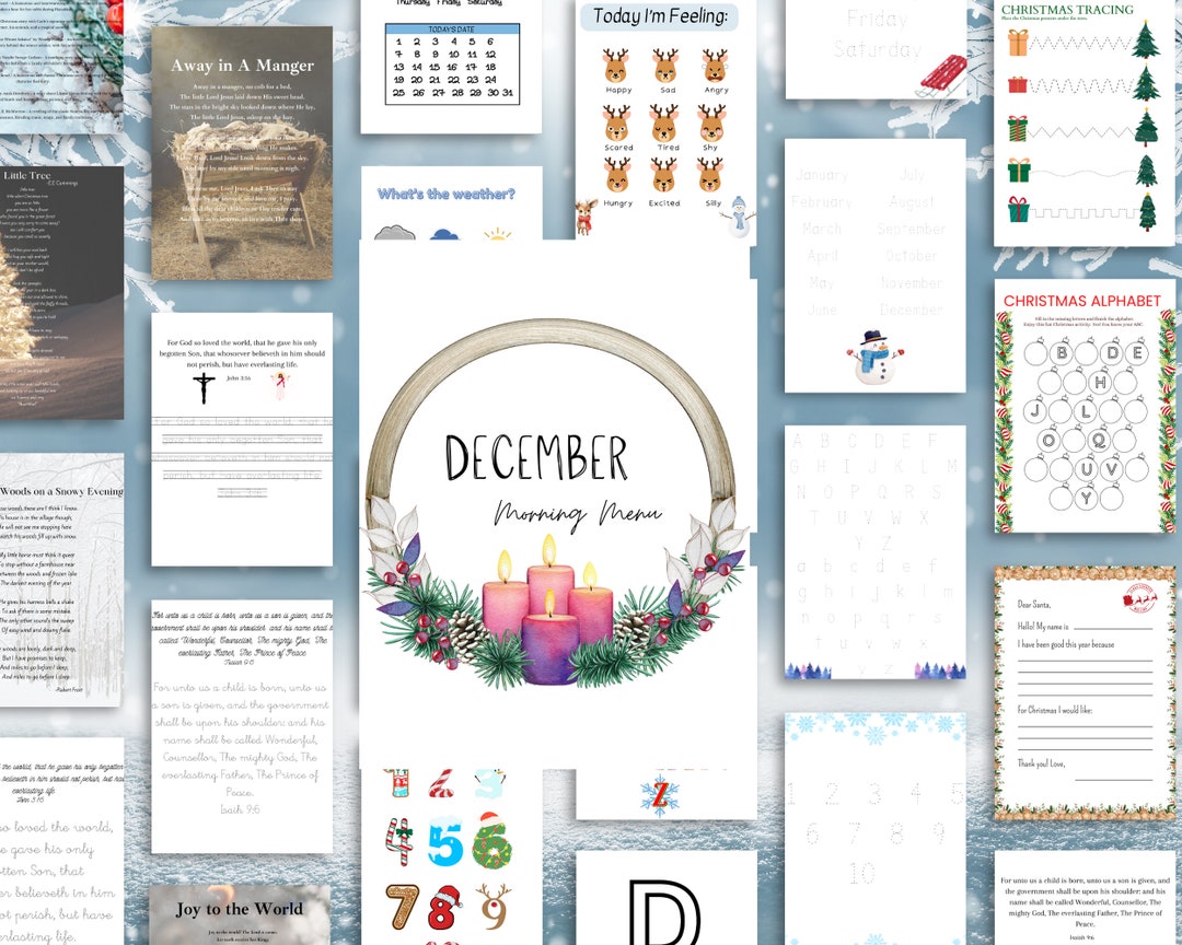 December Morning Menu Pages | Poetry Teatime | Christmas Morning Menu ...