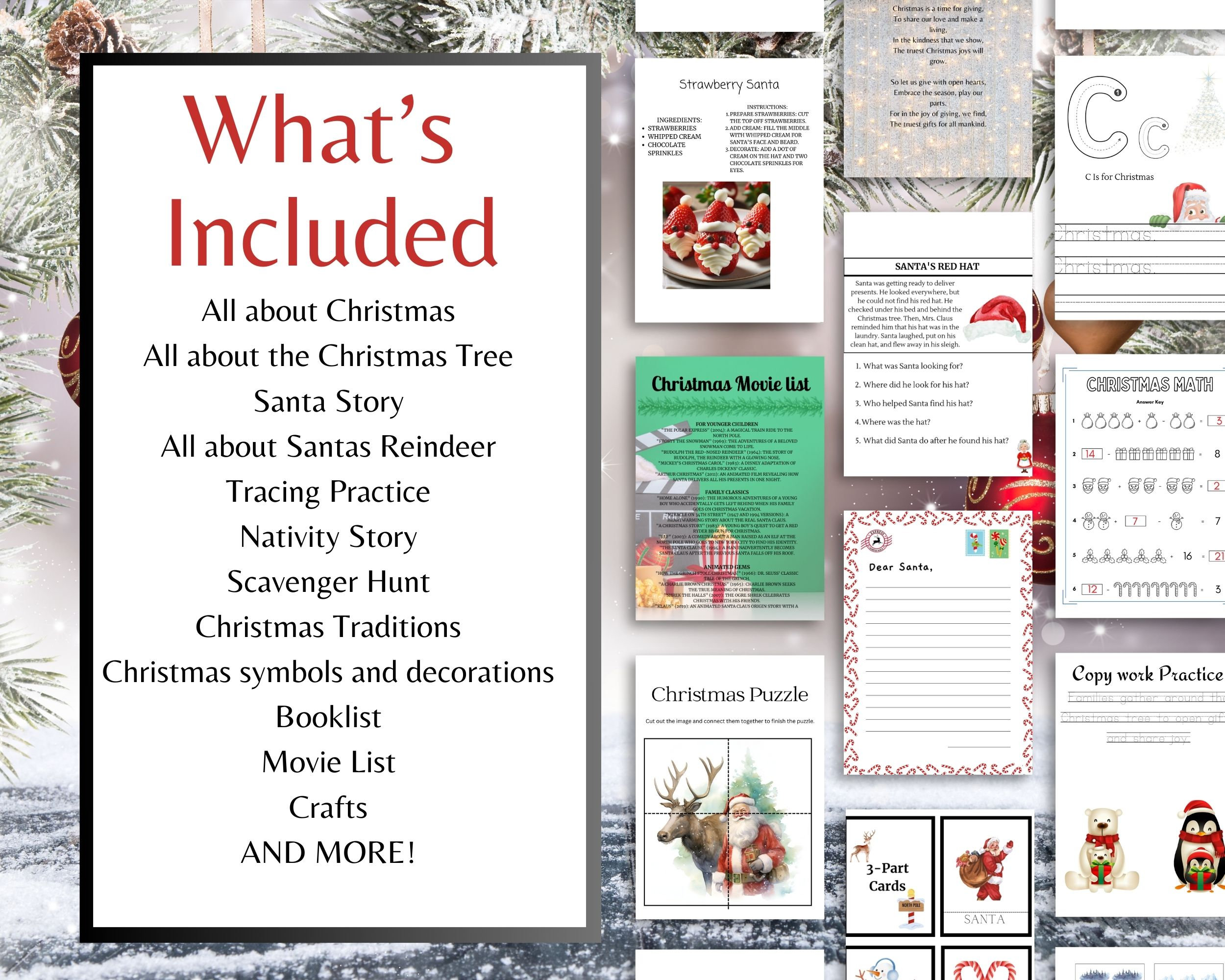 CHRISTMAS Unit Study, Vocabulary, Christmas Story, Handwriting ...