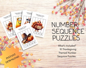 Thanksgiving Puzzles, Kids Thanksgiving Number Matching Puzzles ...
