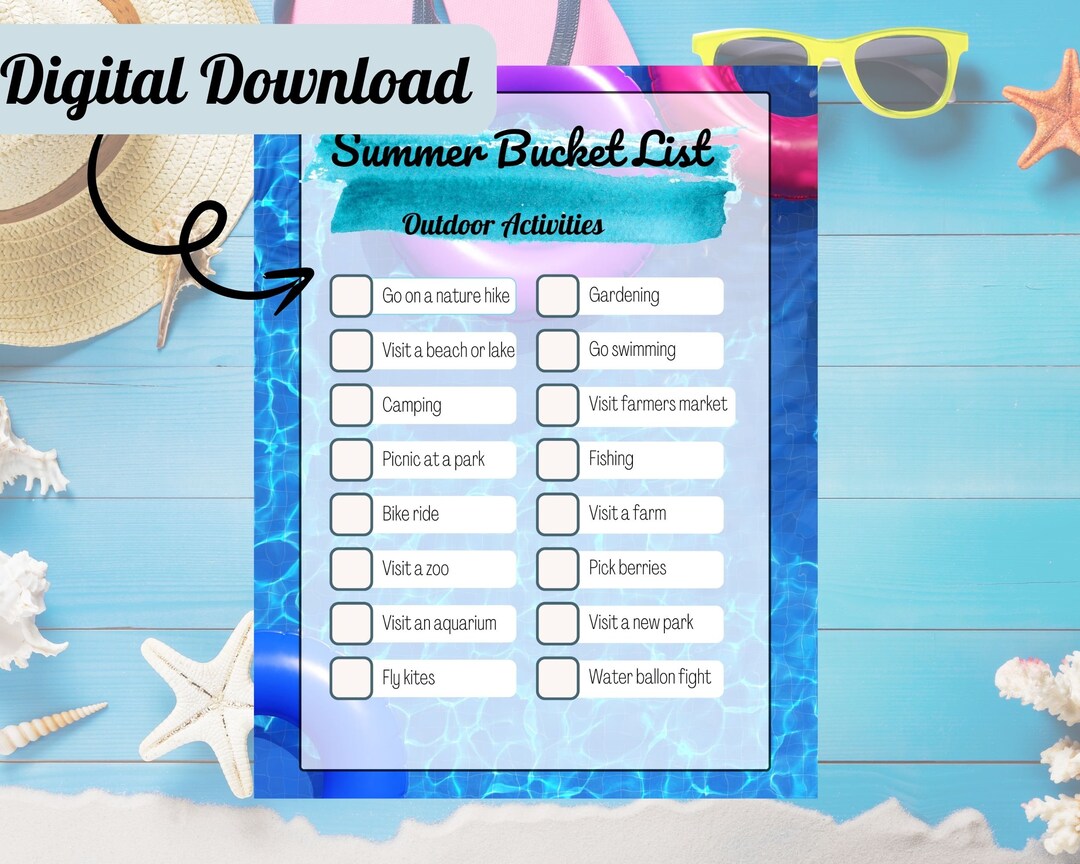 Summer Bucket List Printable | Summer Activities | Kids Bucket List ...