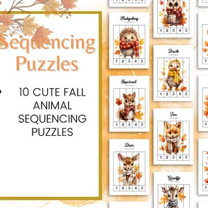 Fall Animal Number Sequencing Puzzles. INSTANT DOWNLOAD - Etsy