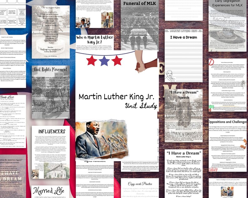 MLK Day Unit Study: Martin Luther King Jr. Activities (digital Download ...
