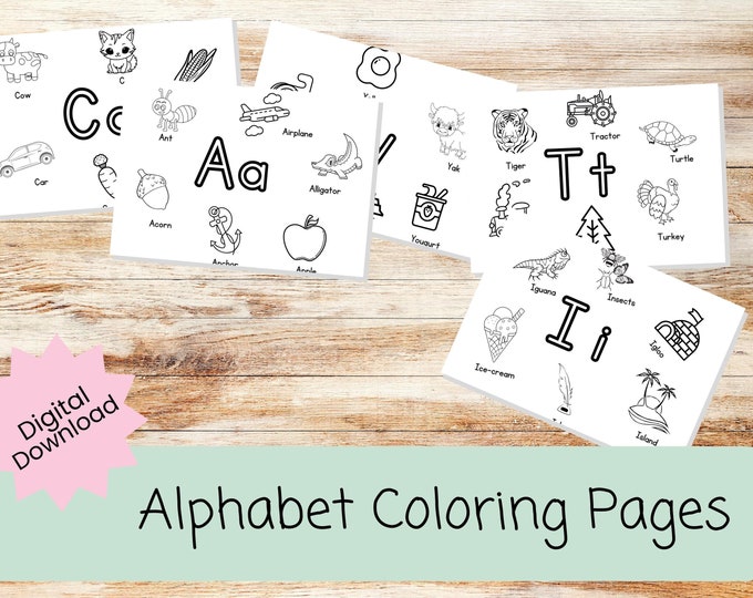 26 Printable Alphabet Coloring Pages, Toddler Activity, ABC Coloring ...