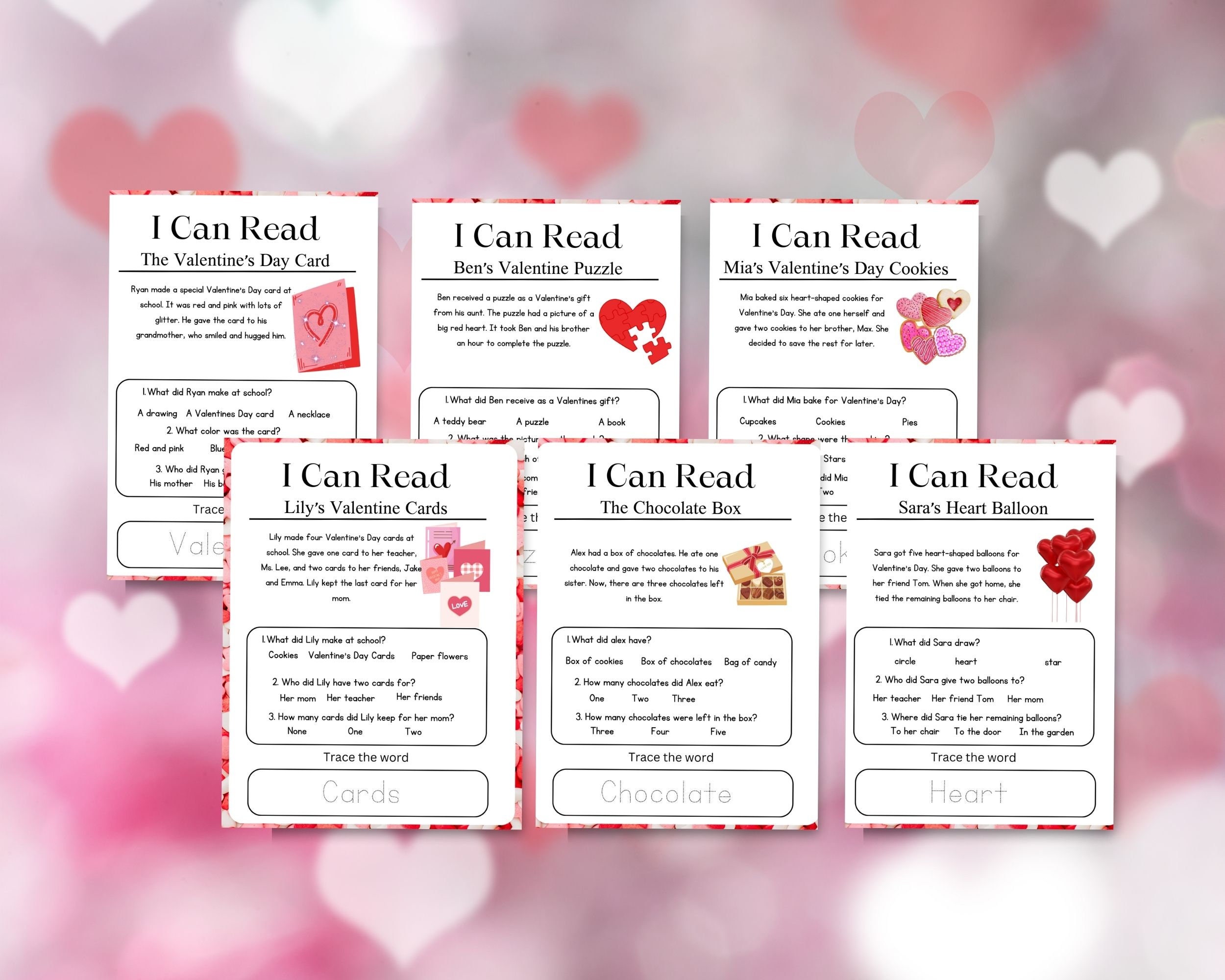 Valentine Easy Readers First Grade Printable Learning to Read Kinder ...