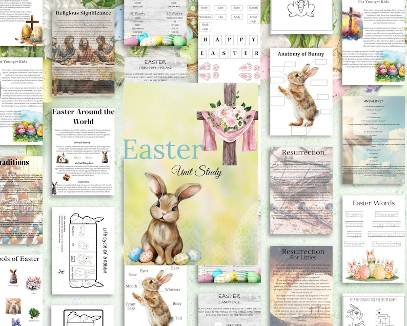 Easter Unit Study, Homeschool, Preschool, K-12, INSTANT DOWNLOAD ...