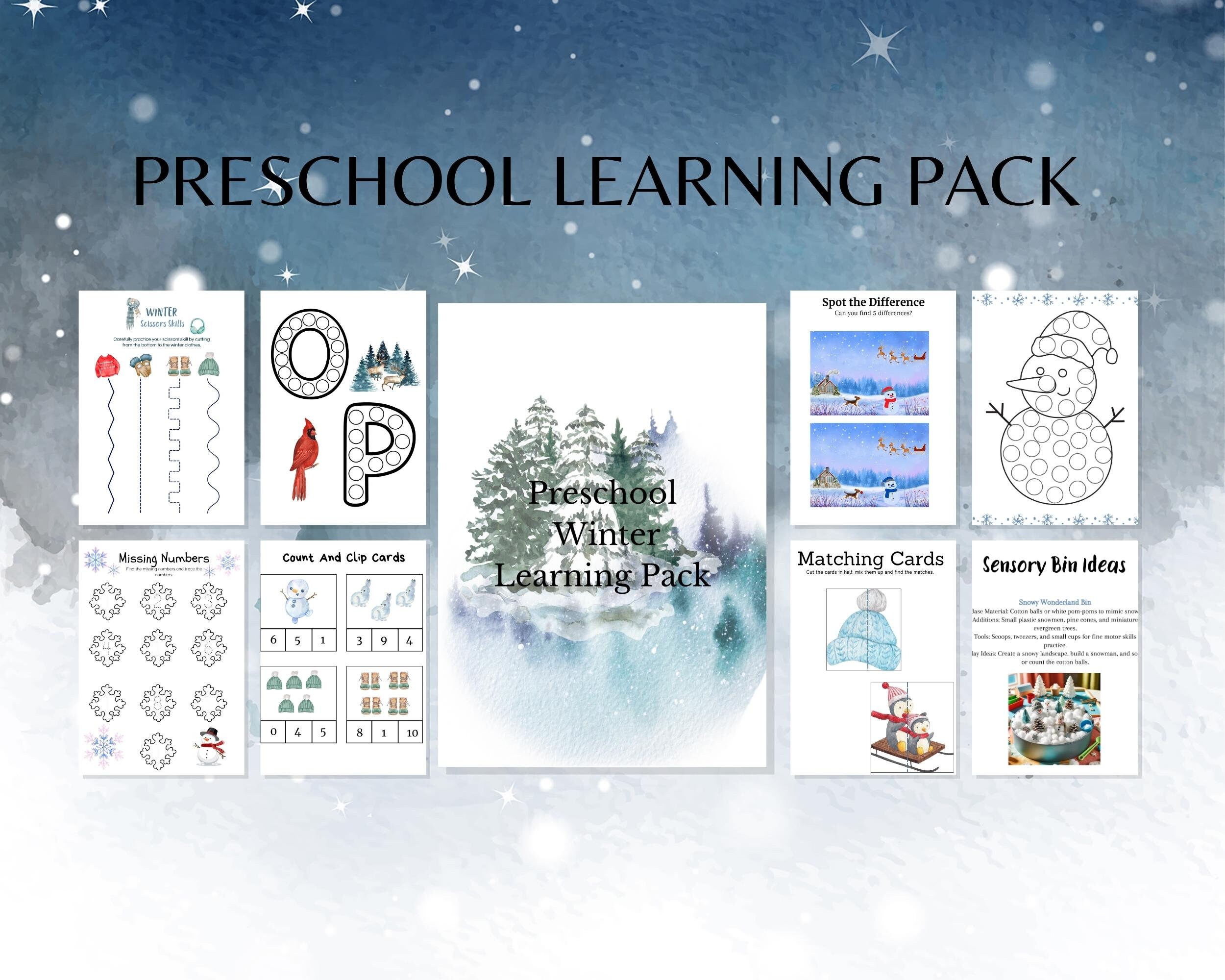 Winter Preschool Learning Pack Preschool Winter Activities - Etsy
