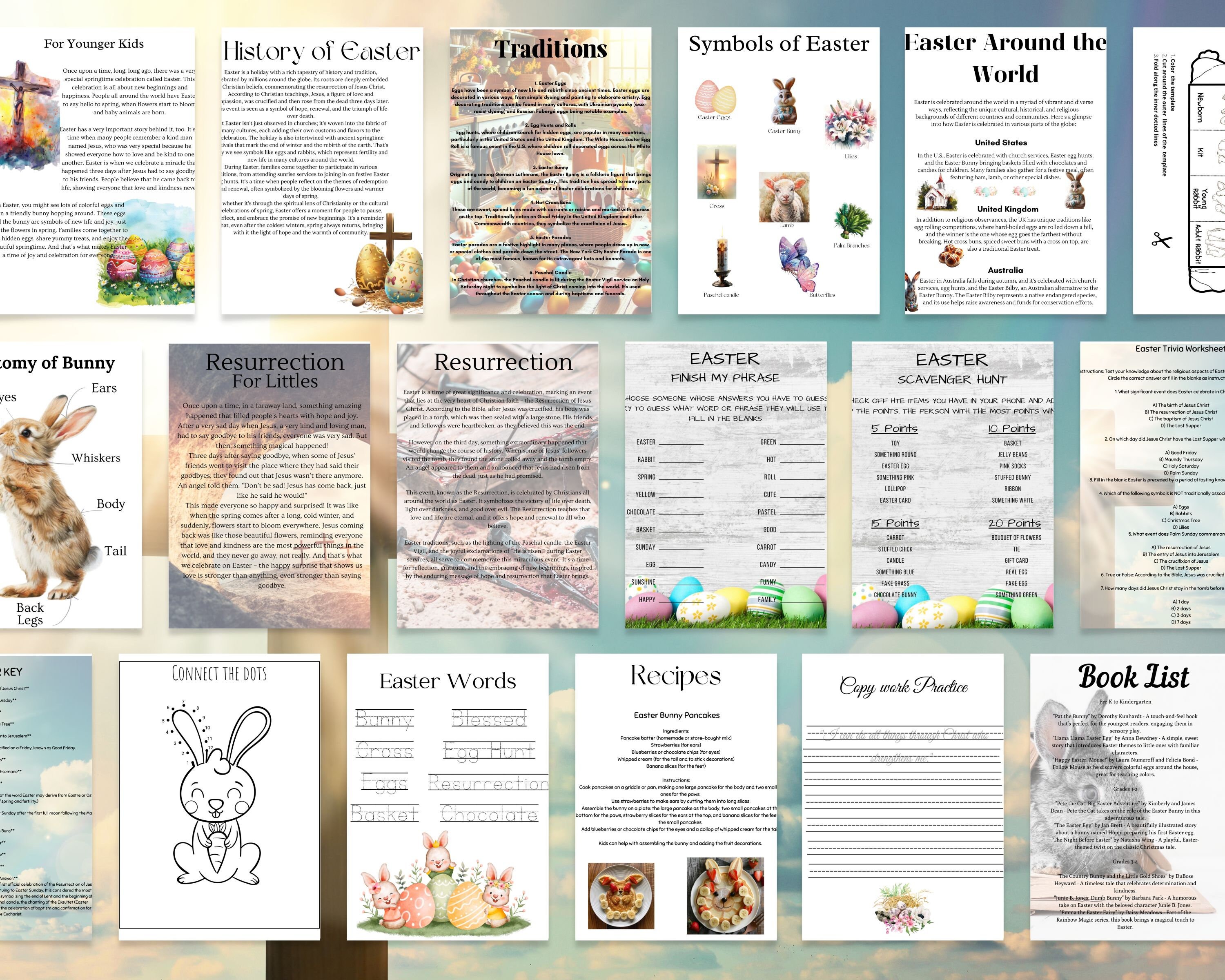 Easter Unit Study, Homeschool, Preschool, K-12, INSTANT DOWNLOAD ...