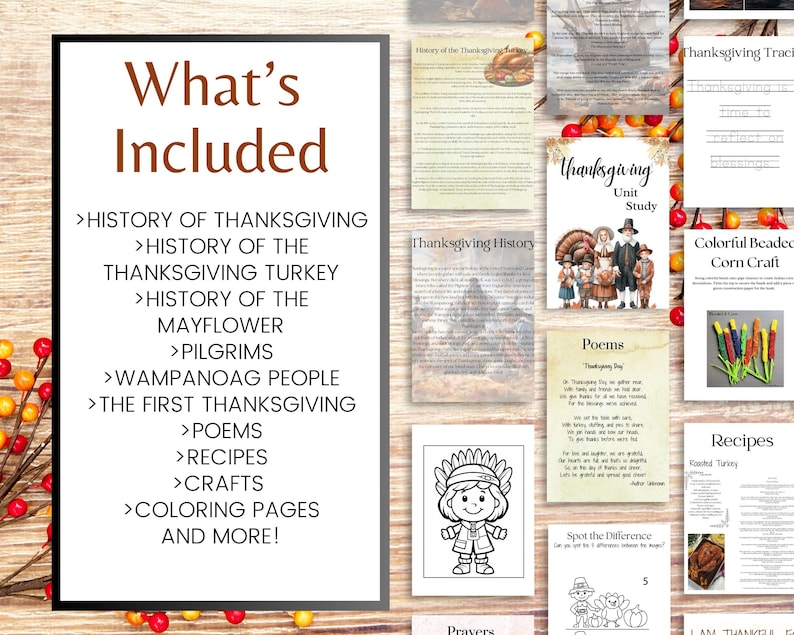 Thanksgiving Unit Study | Instant Download - Etsy