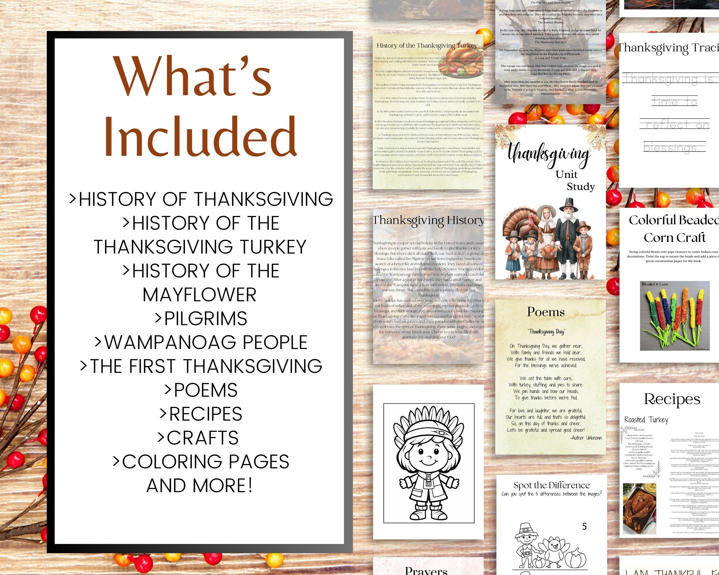 Thanksgiving Unit Study | Instant Download - Etsy