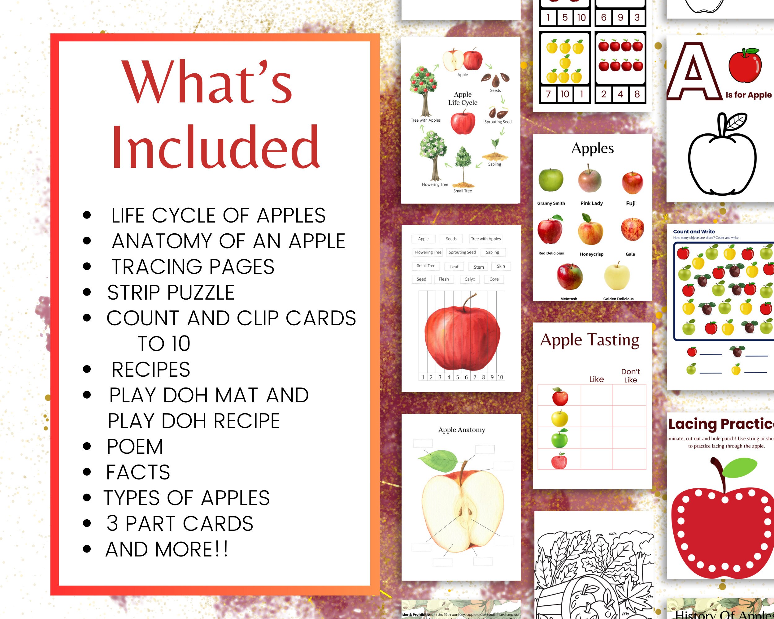 Apple Unit Study Bundle, Digital Download - Etsy