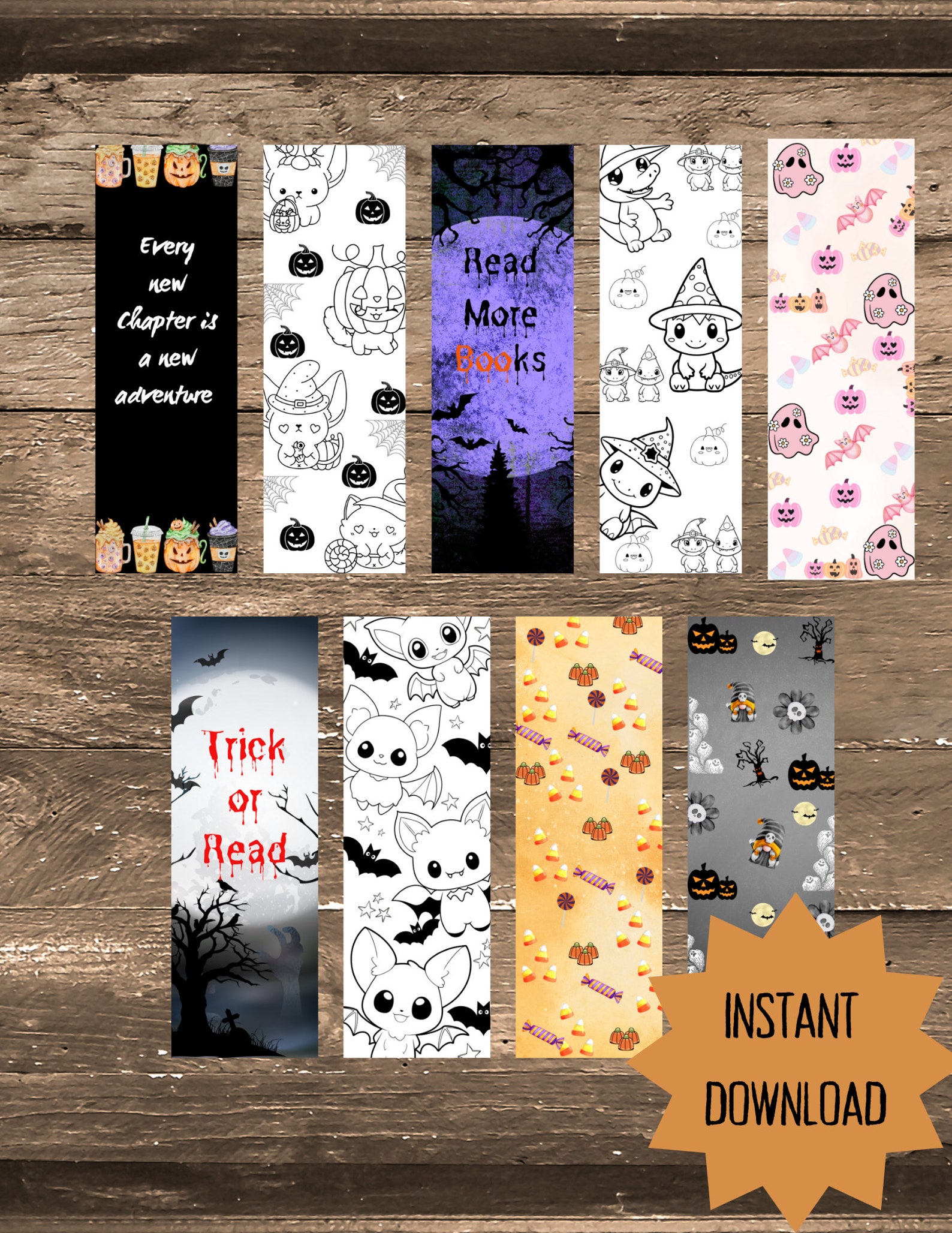Cute Halloween Bookmarks, Spooky Designs (digital Download) - Etsy