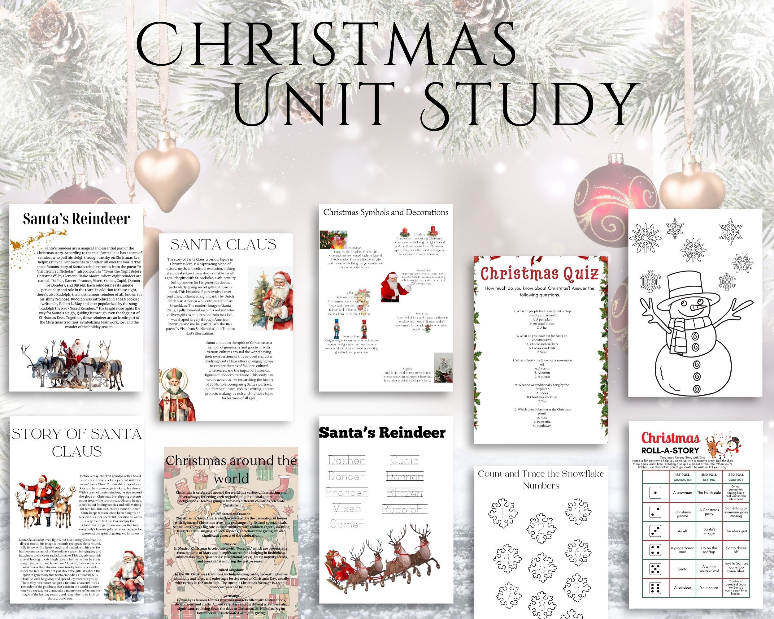 CHRISTMAS Unit Study, Vocabulary, Christmas Story, Handwriting ...