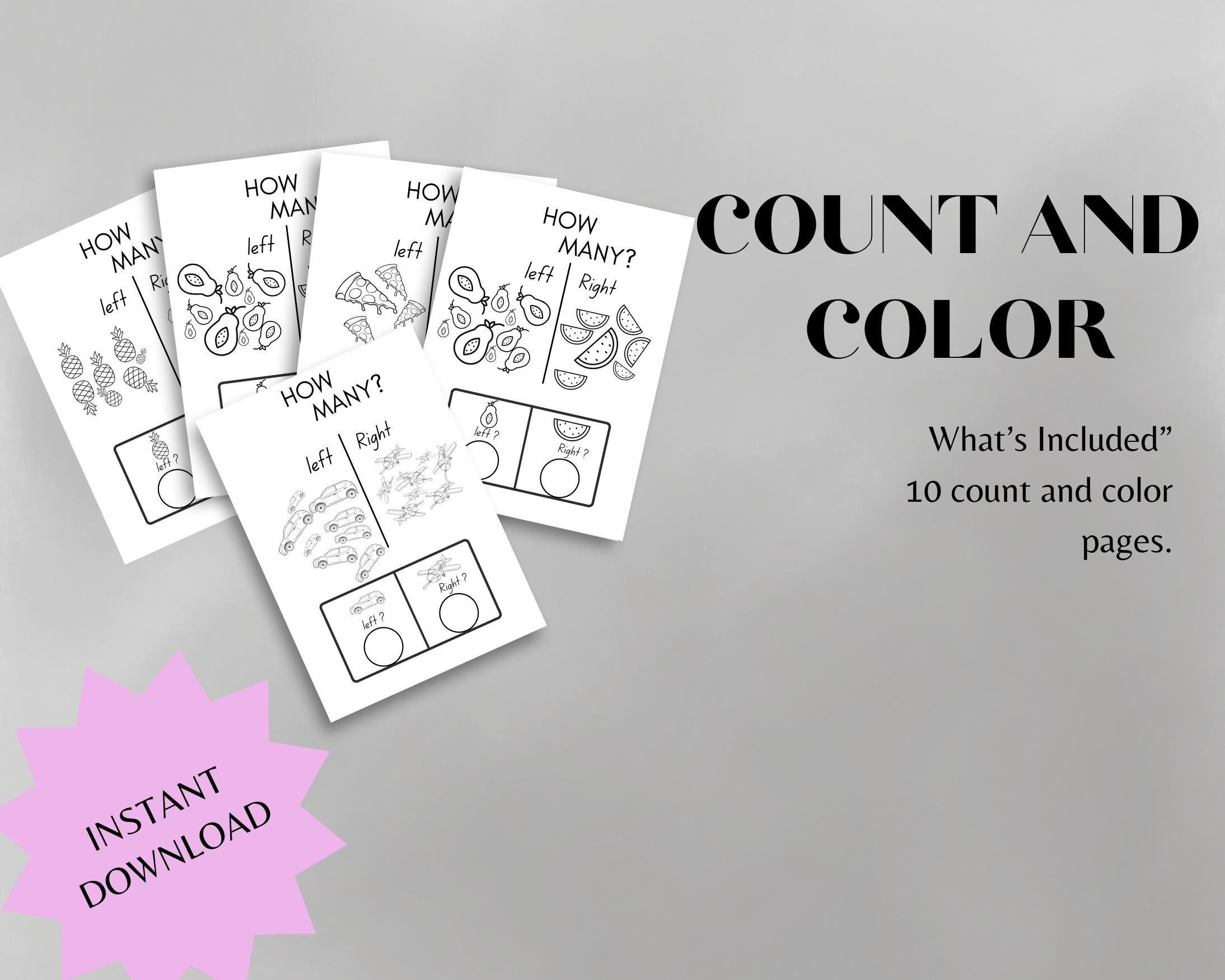 Count and Color | Preschool | Kindergarten | INSTANT DOWNLOAD - Etsy