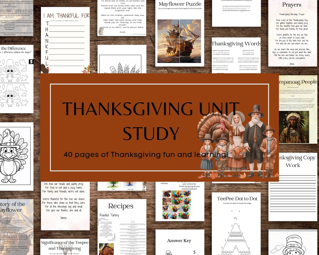 Thanksgiving Unit Study Instant Download - Etsy