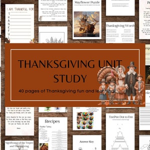 Thanksgiving Unit Study | Instant Download - Etsy