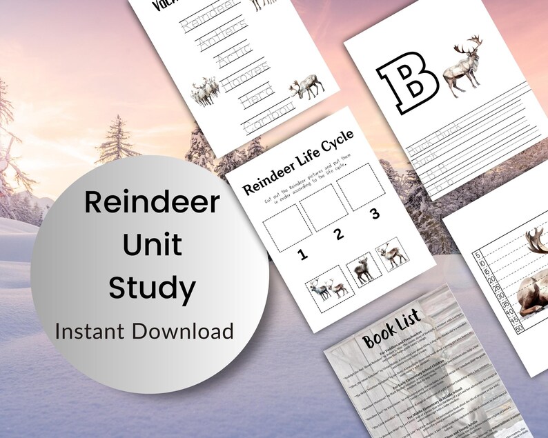 Reindeer Unit Study Homeschool Printable Nature Study Instant Download ...