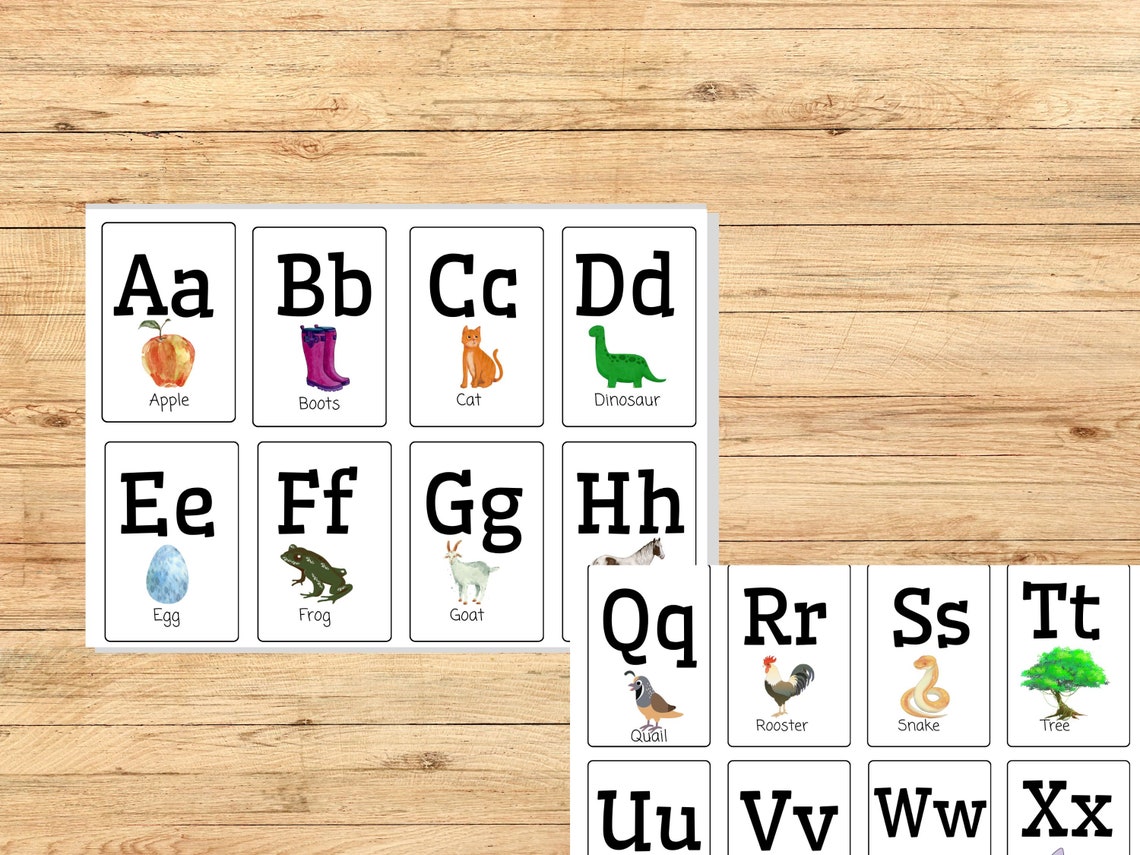 Alphabet Flash Cards Watercolor Preschool INSTANT DOWNLOAD - Etsy