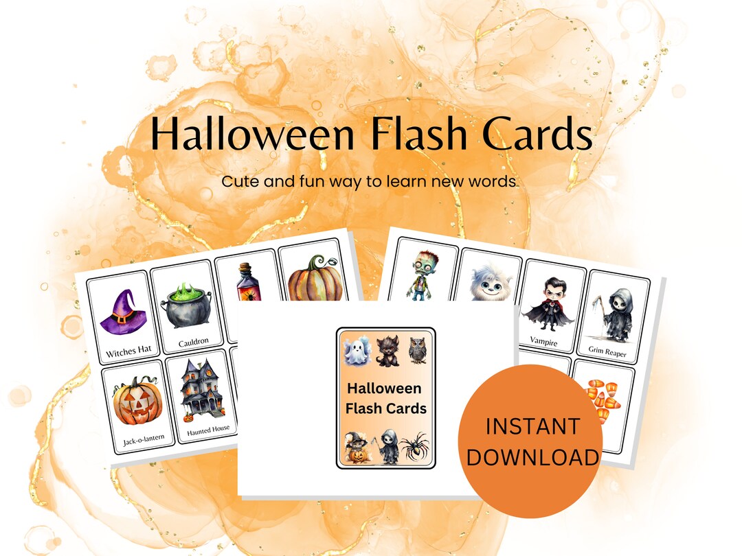 Halloween Flash Cards, Vocabulary Practice, INSTANT DOWNLOAD - Etsy