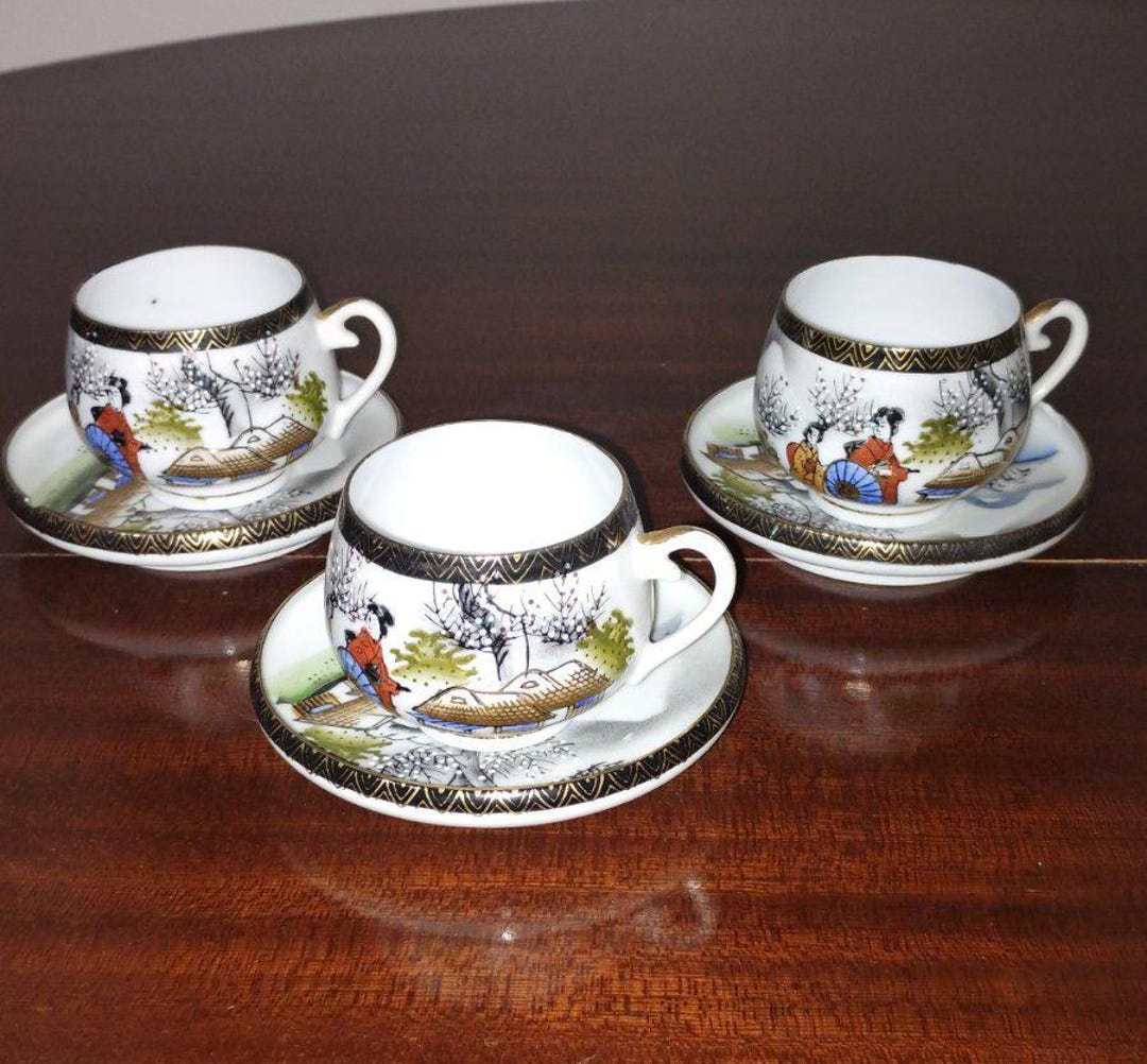 SET OF 3 Vintage 1960'S Japanese Geisha Lithophane Hand Painted ...