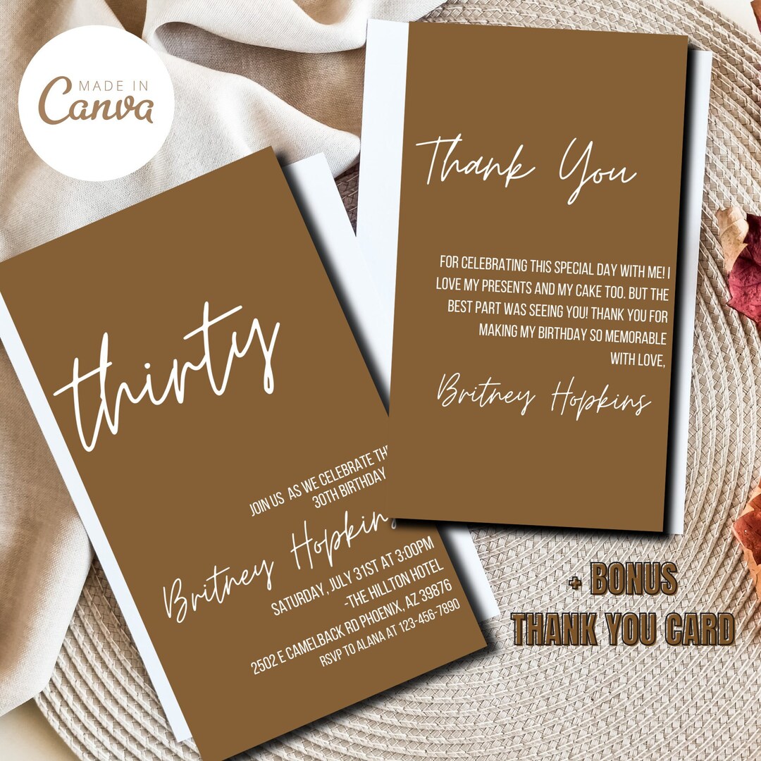 Elegant 30th Birthday Invitation Template | Formal Thirty Evite for ...